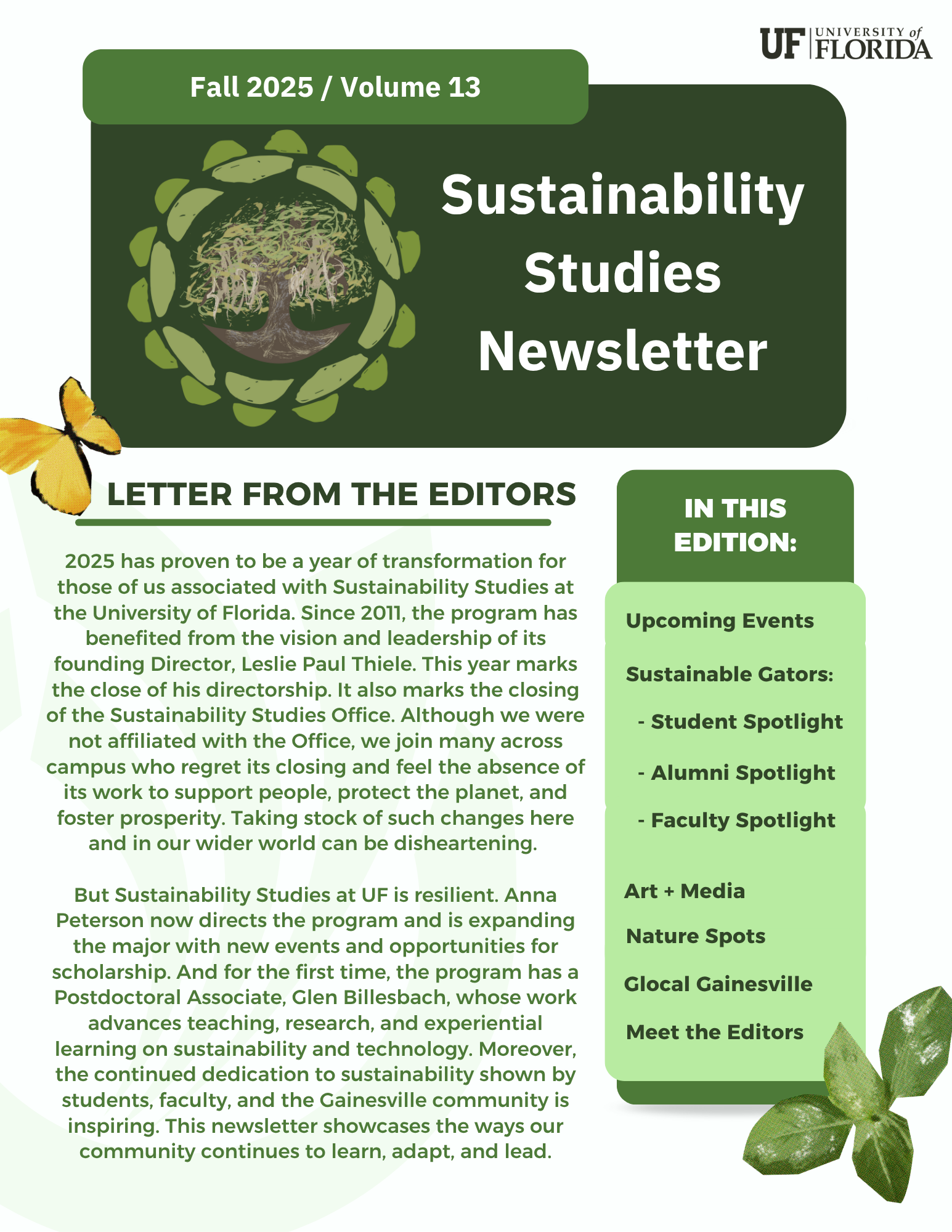 Fall 2025 Newsletter - Sustainability Studies